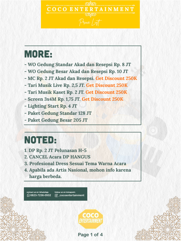 Price List Coco Entertainment - 2024 | PDF | Sound Technology | Sound Production