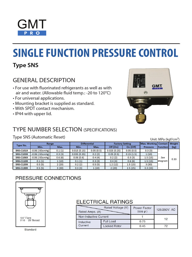 Manual GMT Pressure Switch | PDF