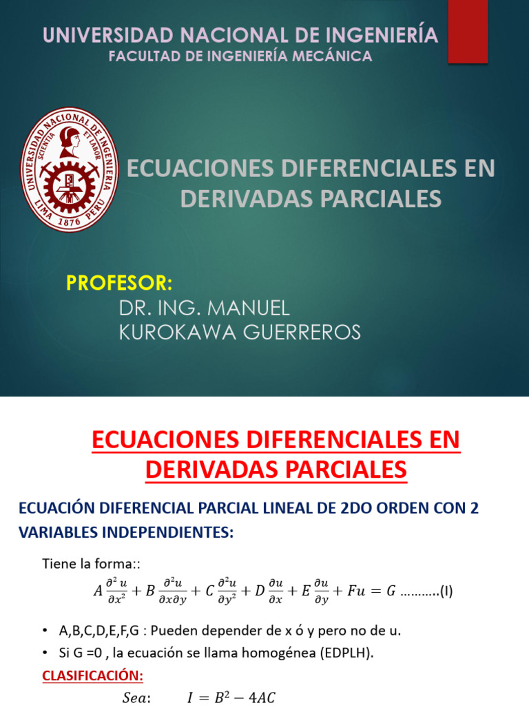 Ecuaciones Diferenciales en Derivadas Parciales: Universidad Nacional de Ingeniería | PDF ...