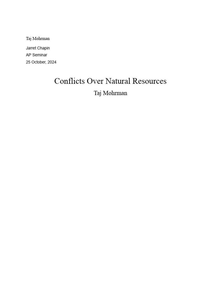 Conflicts Over Natural Resources: Taj Mohrman | PDF | Environmental ...
