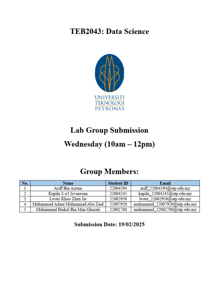 Data Science Lab Group Submission | PDF | Comma Separated Values | Applied Mathematics