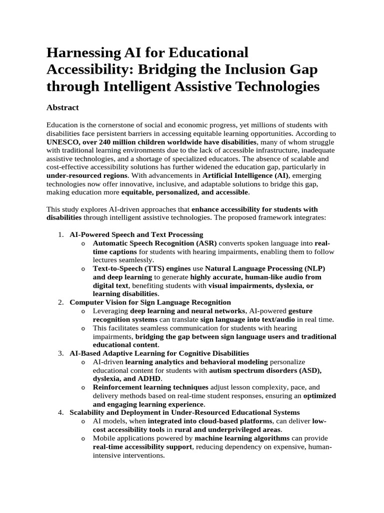 Harnessing AI For Accessibility | PDF | Artificial Intelligence | Intelligence (AI) & Semantics