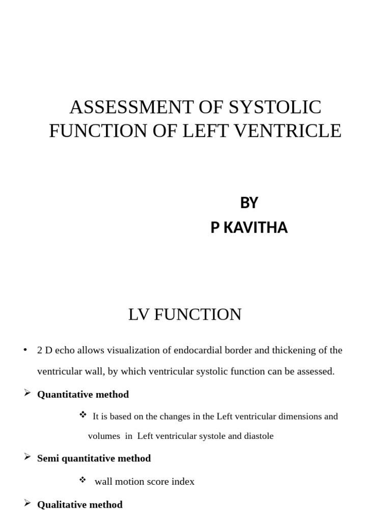 Left Ventricular Function Assessment | PDF | Ventricle (Heart) | Cardiology