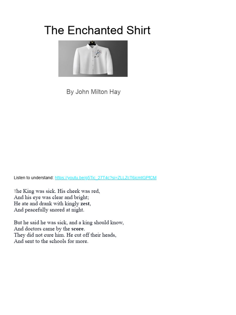The Enchanted Shirt: A Lesson on Happiness | PDF | Poetry