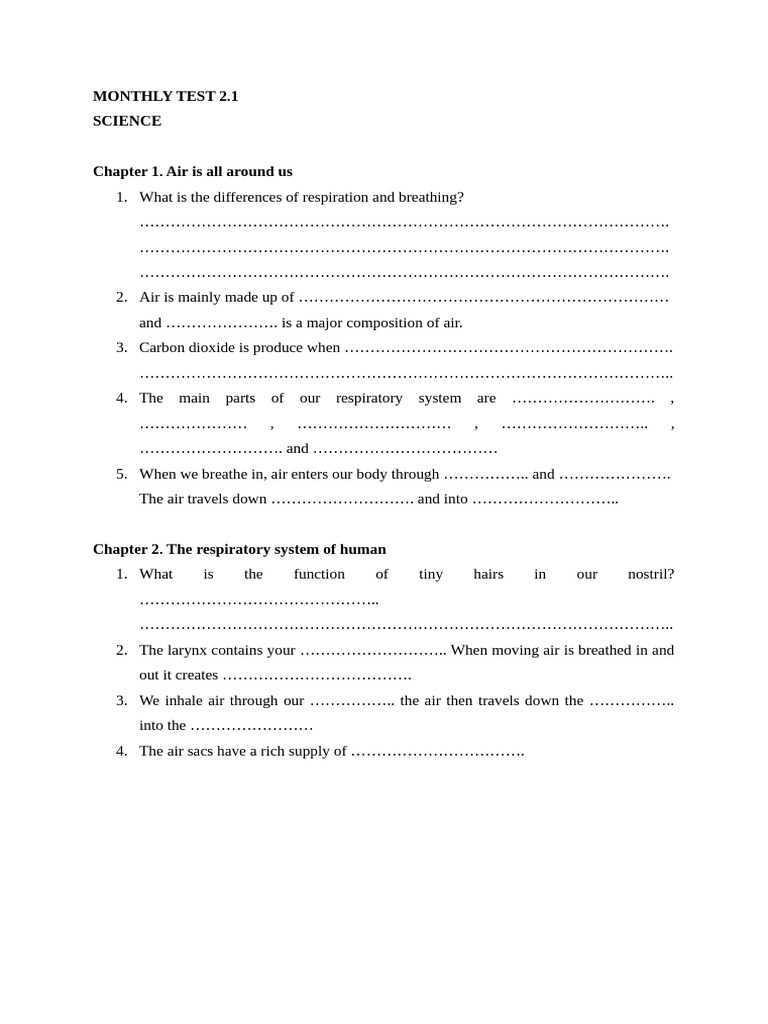 Monthly Test Science 2.1 | PDF | Circulatory System | Blood