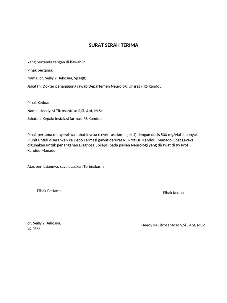 Surat Serah Terima | PDF