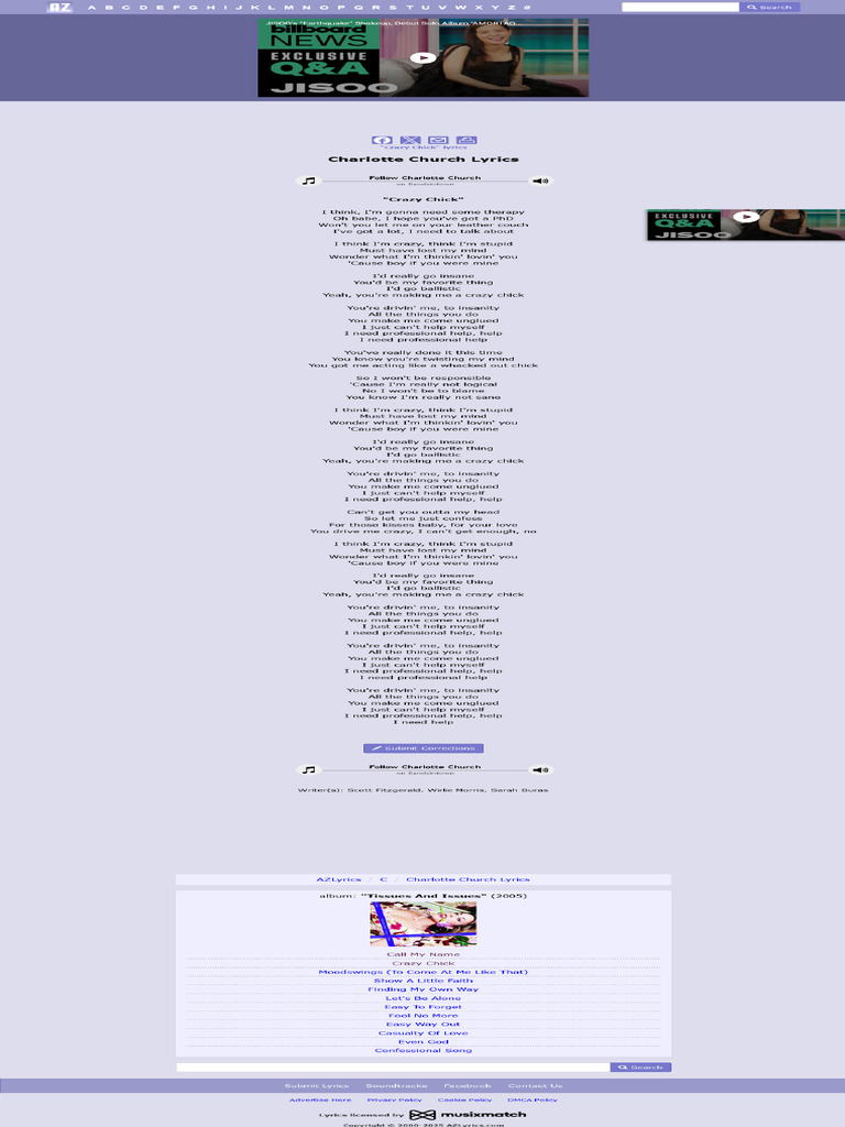 FireShot Capture 020 - Charlotte Church - Crazy Chick Lyrics | PDF