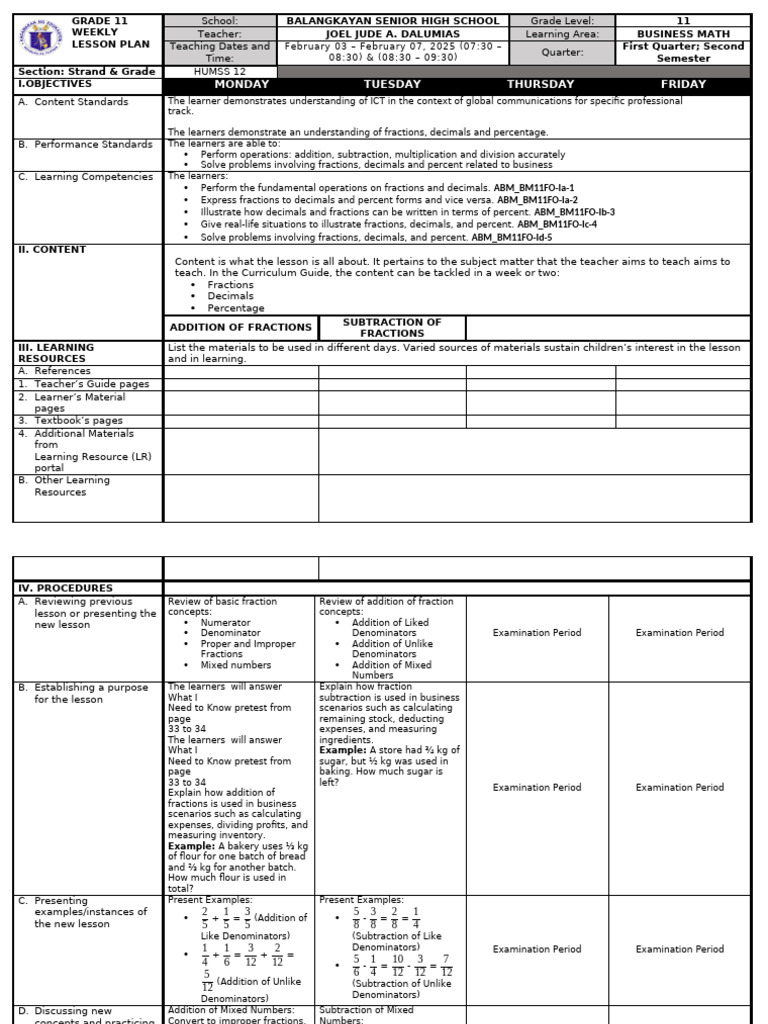 WLP Business Mathematics - Week 6 | PDF | Learning