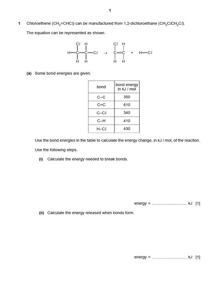 Chemical Eneergetics - IGCSE | PDF | Combustion | Chlorine