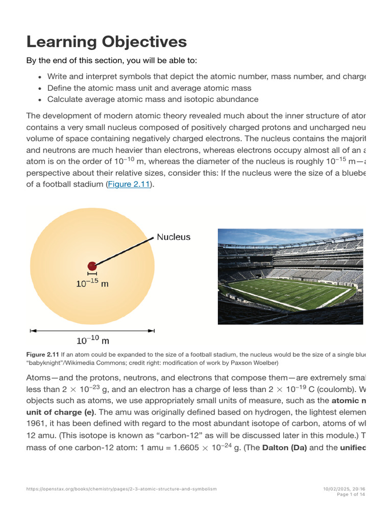 2.3 Atomic Structure and Symbolism - Chemistry - OpenStax | PDF | Mass ...