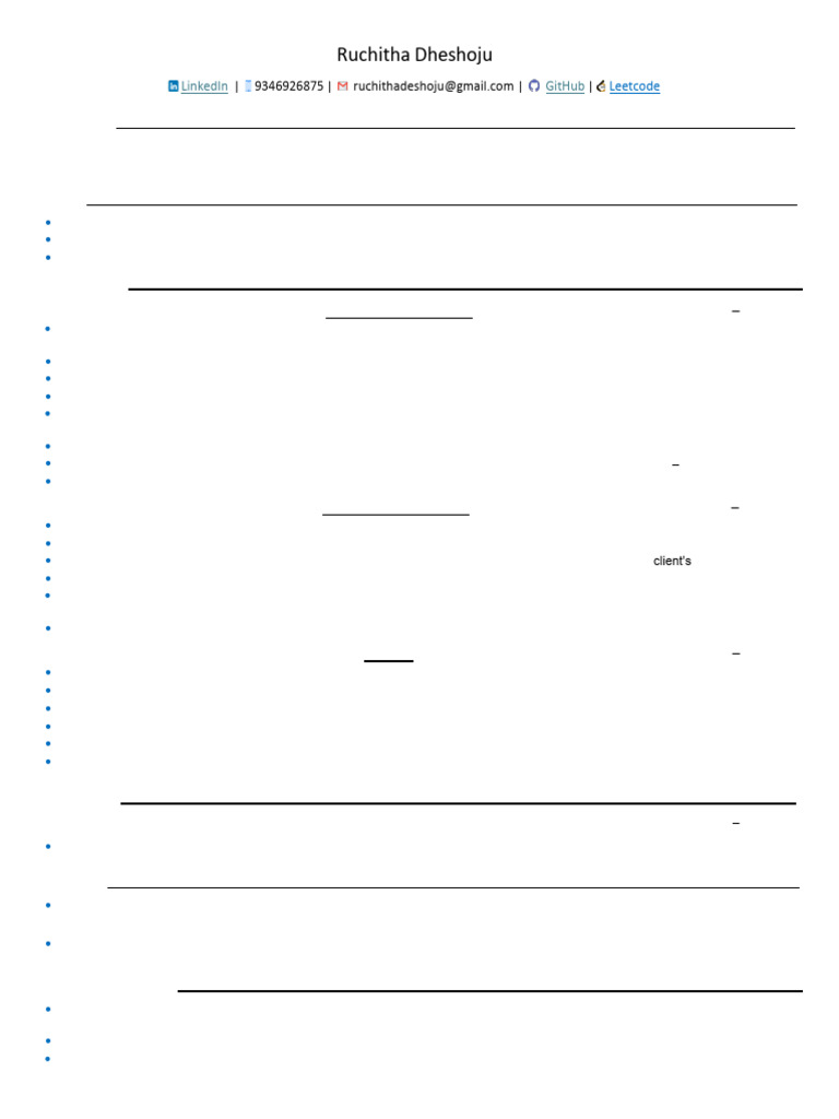 Ruchitha_Frontend_Developer_3YOE | PDF | Systems Architecture | Software Engineering