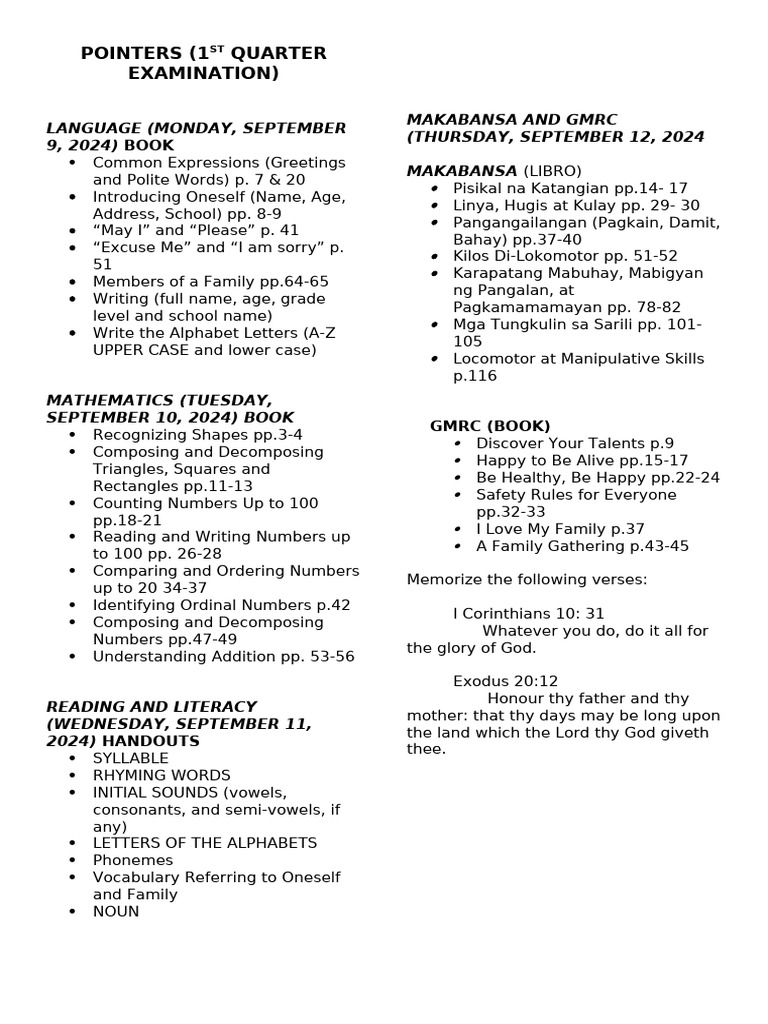 Pointers 1st Quarter | PDF | Word | Language Families