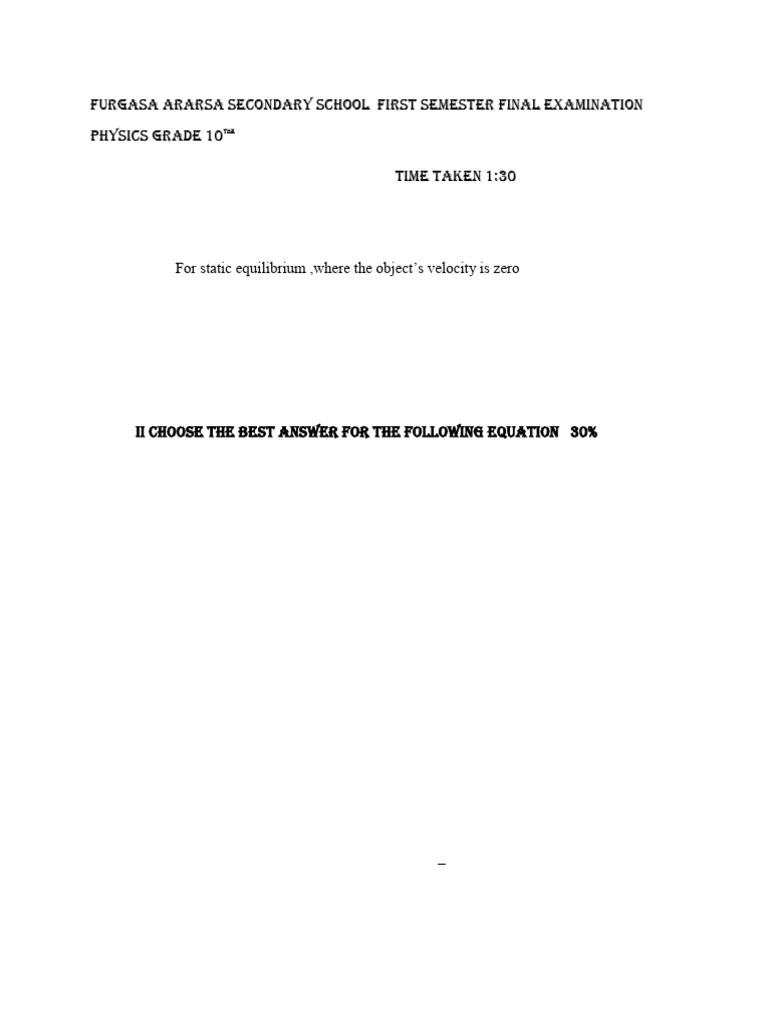 Grade 10 Physics Exam Questions | PDF | Acceleration | Velocity