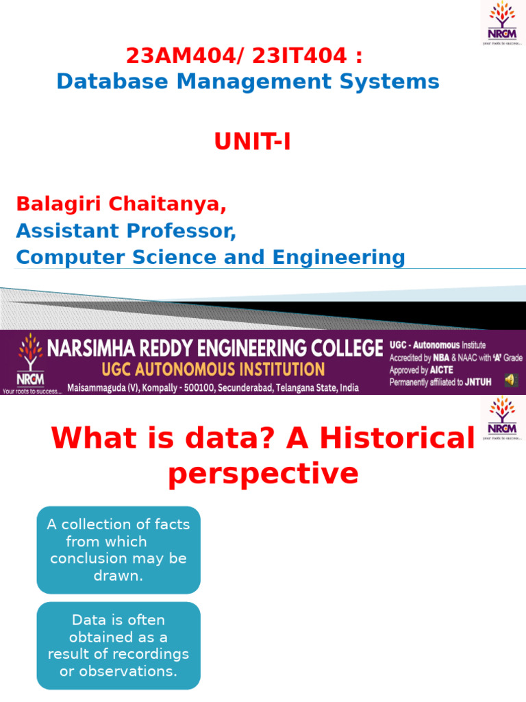 DBMS UNIT-I PPT (1) | PDF | Databases | Conceptual Model