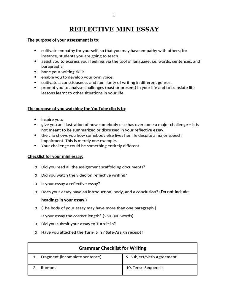 Reflective Essay Writing Guide | PDF