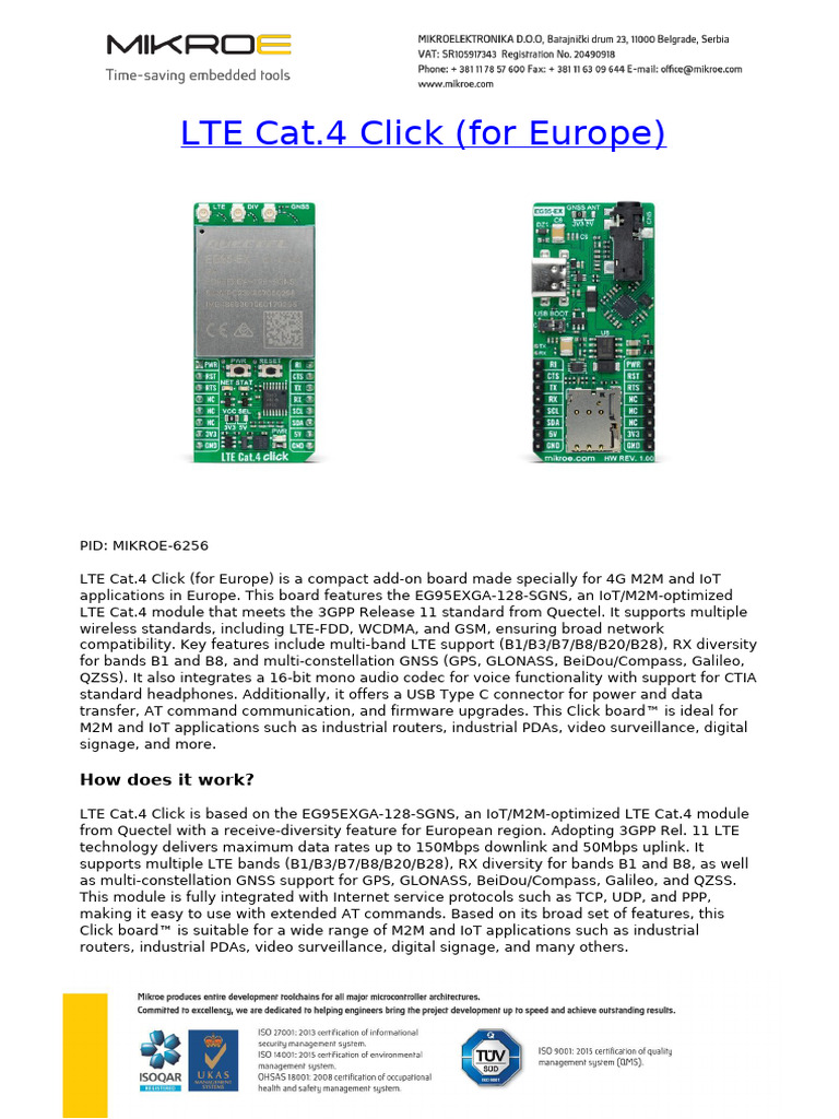 LTE Cat 4 Click For Europe-3512538 | PDF | Lte (Telecommunication) | Usb