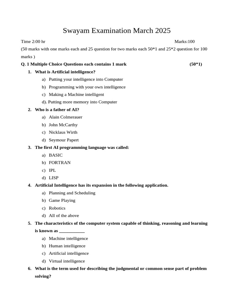 Swayam Examination March 2025 | PDF | Computer Network | Computing