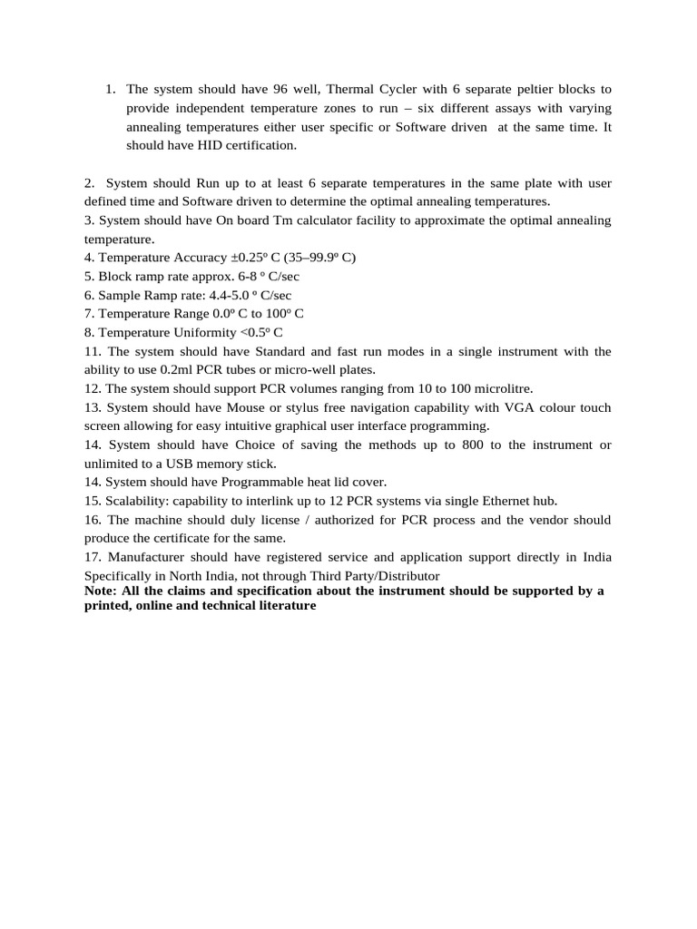 Thermal Cycler Specs | PDF