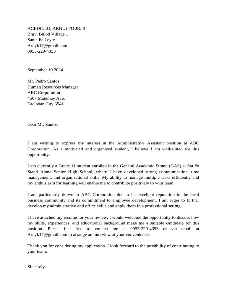 Application Letter | PDF