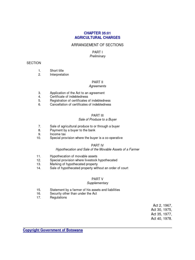 Agricultural Charges Act | PDF | Debt | Banks