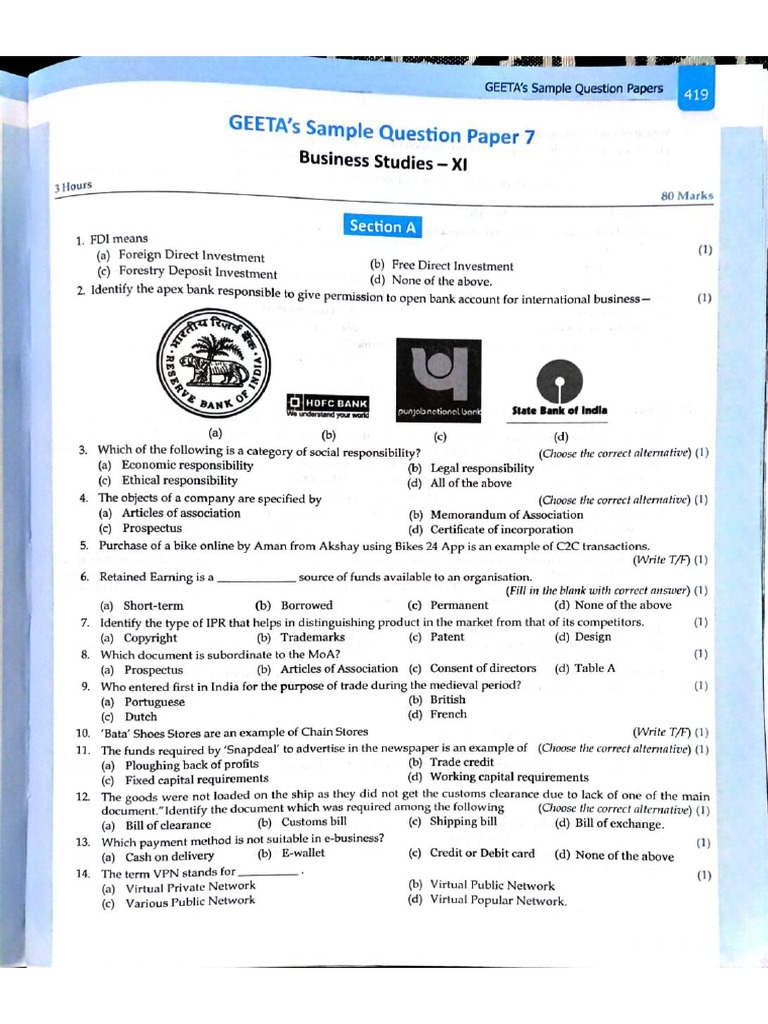 Sample Paper 7 | PDF