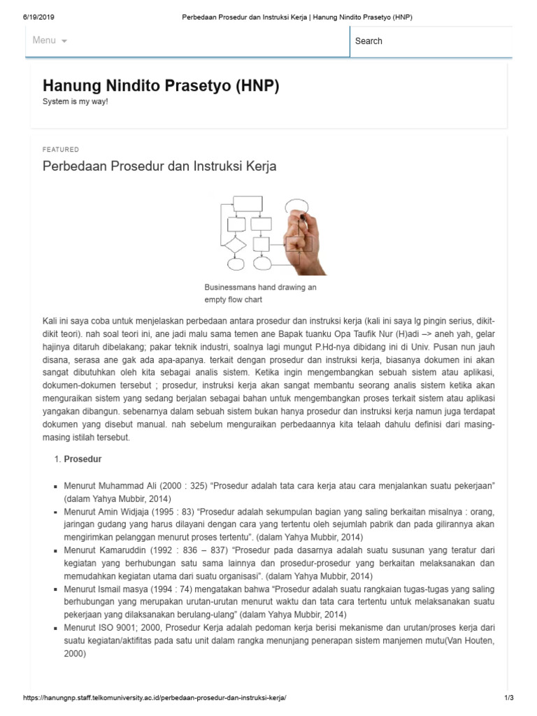 Perbedaan Prosedur dan Instruksi Kerja _ Hanung Nindito Prasetyo (HNP) | PDF