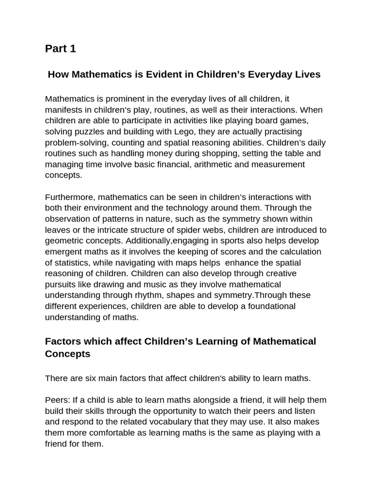 Task 19 Developing Children's Emergent Maths | PDF | Mathematics | Learning
