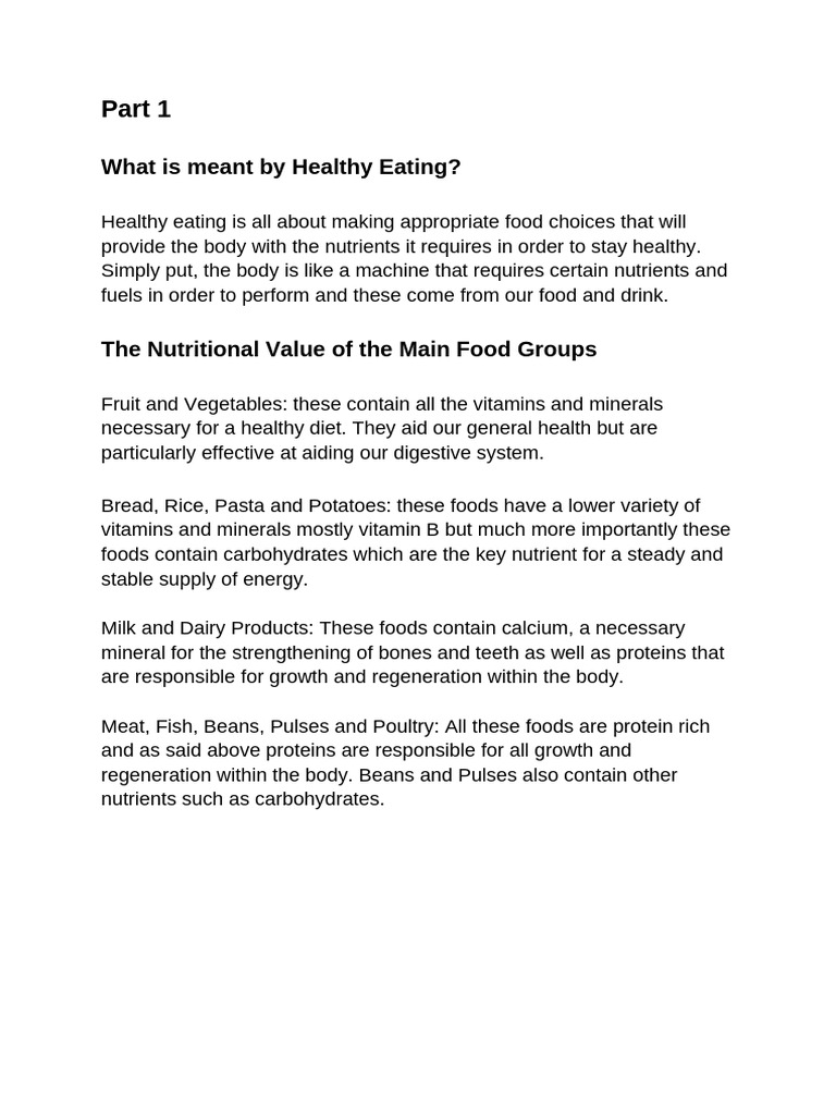 Task 16 Healthy Eating Parts 1 and 3 | PDF | Foods | Healthy Diet