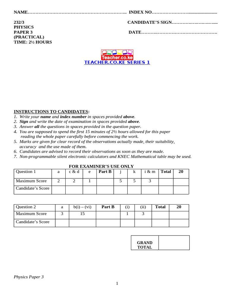 Physics Practical Exam 1 Questions | PDF | Optics