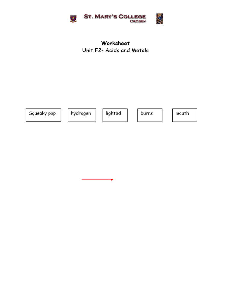 Acids and Metals Worksheet Guide | PDF