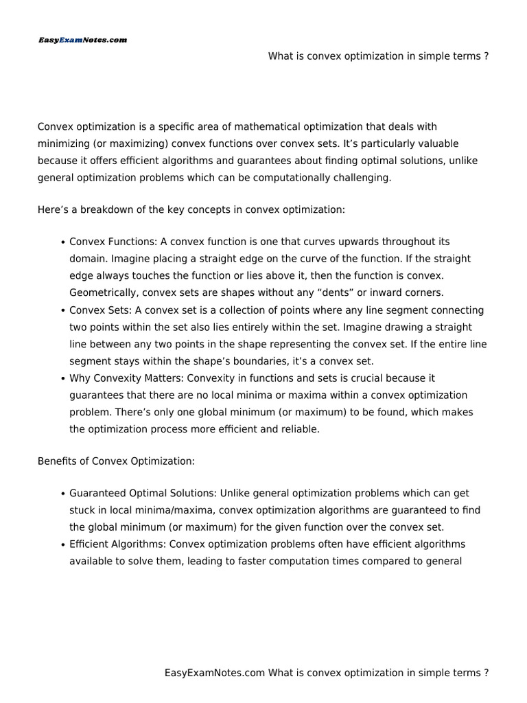What is convex optimization in simple terms _ | PDF | Machine Learning ...