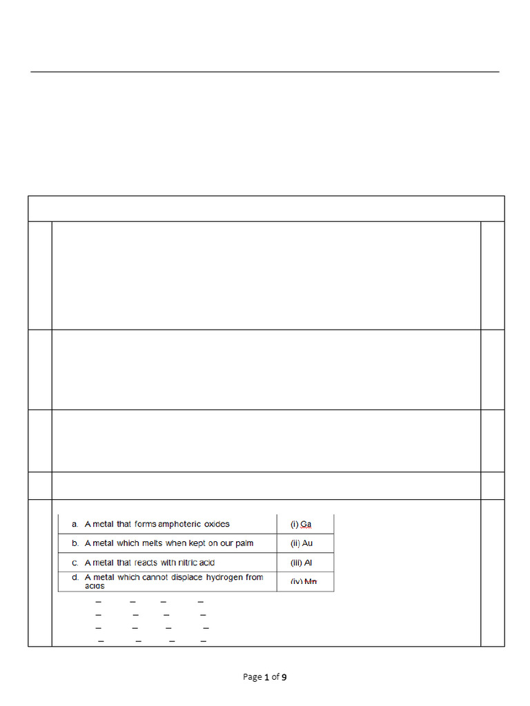Pre-board Science Papers | PDF | Redox | Chemical Reactions