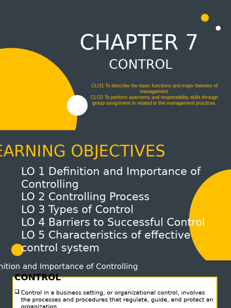 CHAPTER 7 CONTROL | PDF | Control Theory | Information