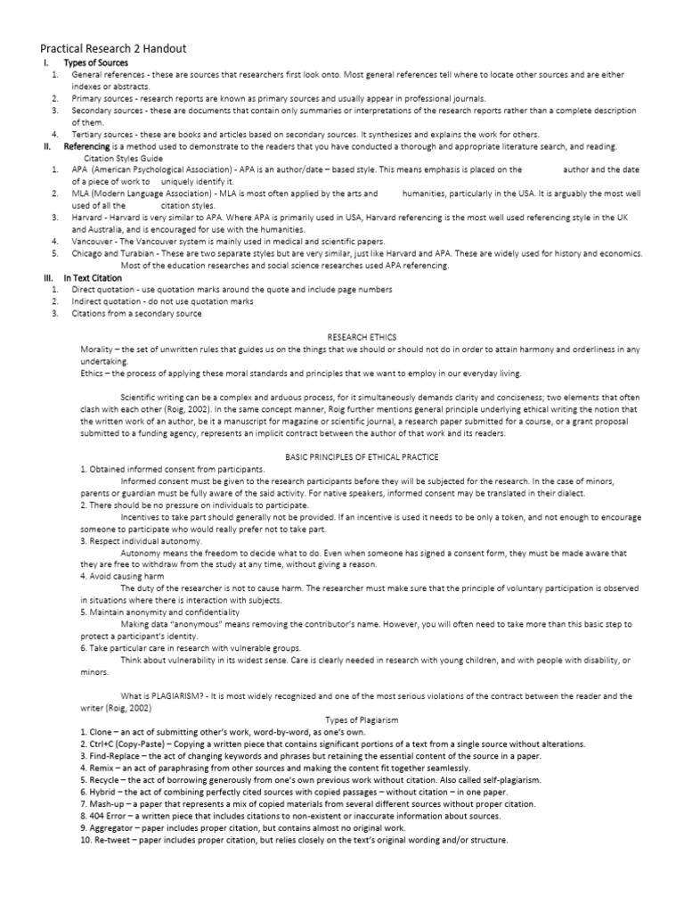 Handout Referencing Plagiarism | PDF | Apa Style | Citation