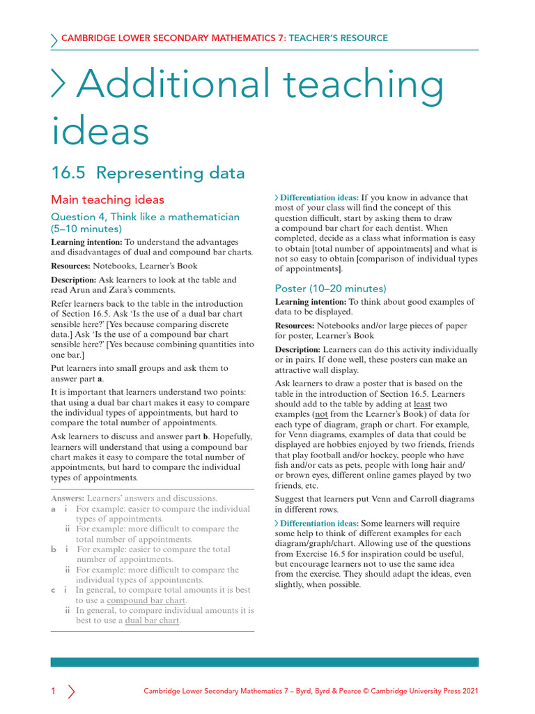 Additional Teaching Ideas 16.5 | PDF | Learning | Chart