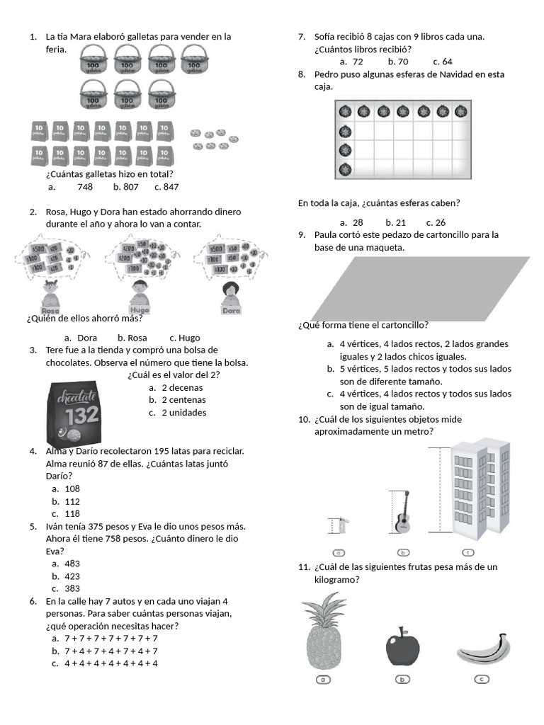 Matemática 3er Grado | PDF