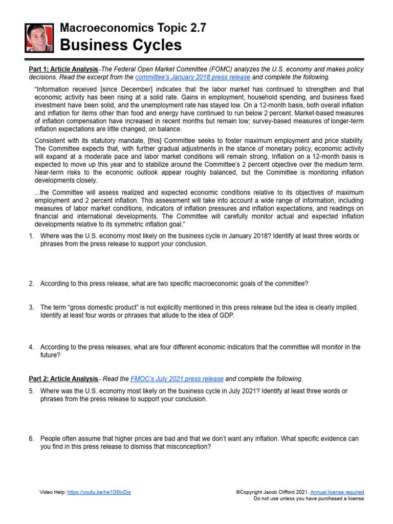 Macro Topic 2.7 Business Cycles | PDF | Inflation | Recession