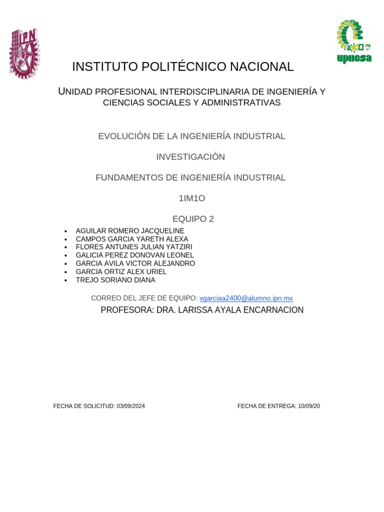 Inv - Documental Evolucion Ingenieria | PDF | Ingeniería Industrial | Sistema