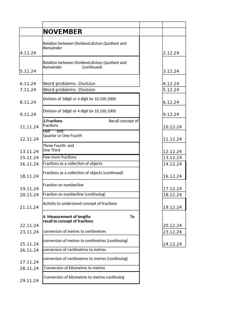 Class 3 - November - and - December Month Portions | PDF | Division ...