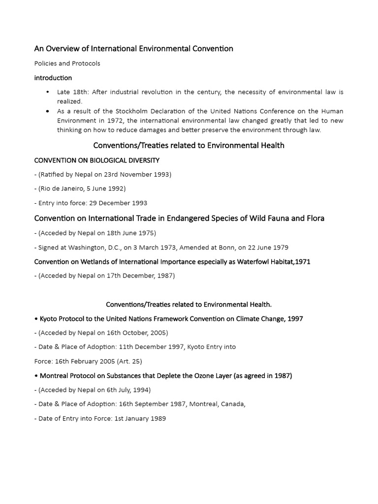 International Environmental Treaties Overview | PDF | United Nations ...