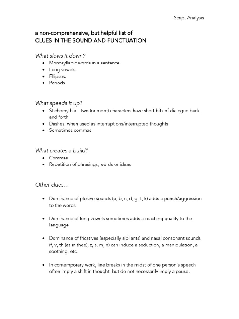Sound and Punctuation in Script Analysis | PDF