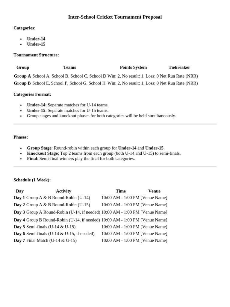 Inter School Tournament Proposal | PDF