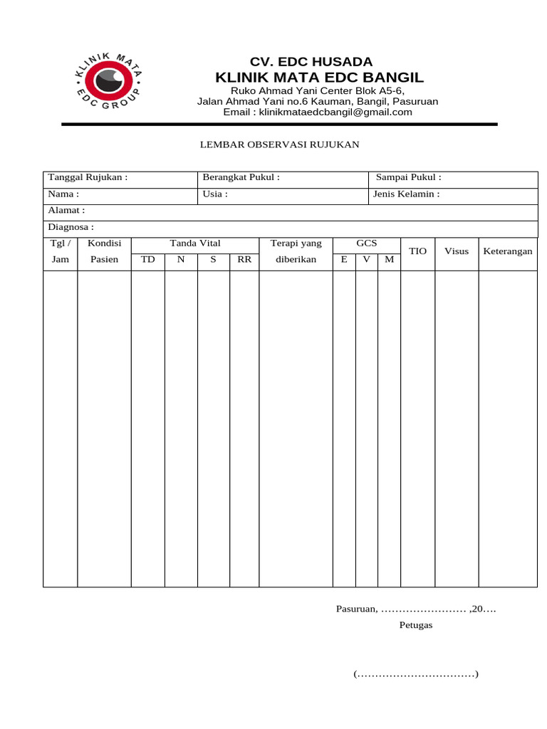 Form Observasi Rujukan | PDF