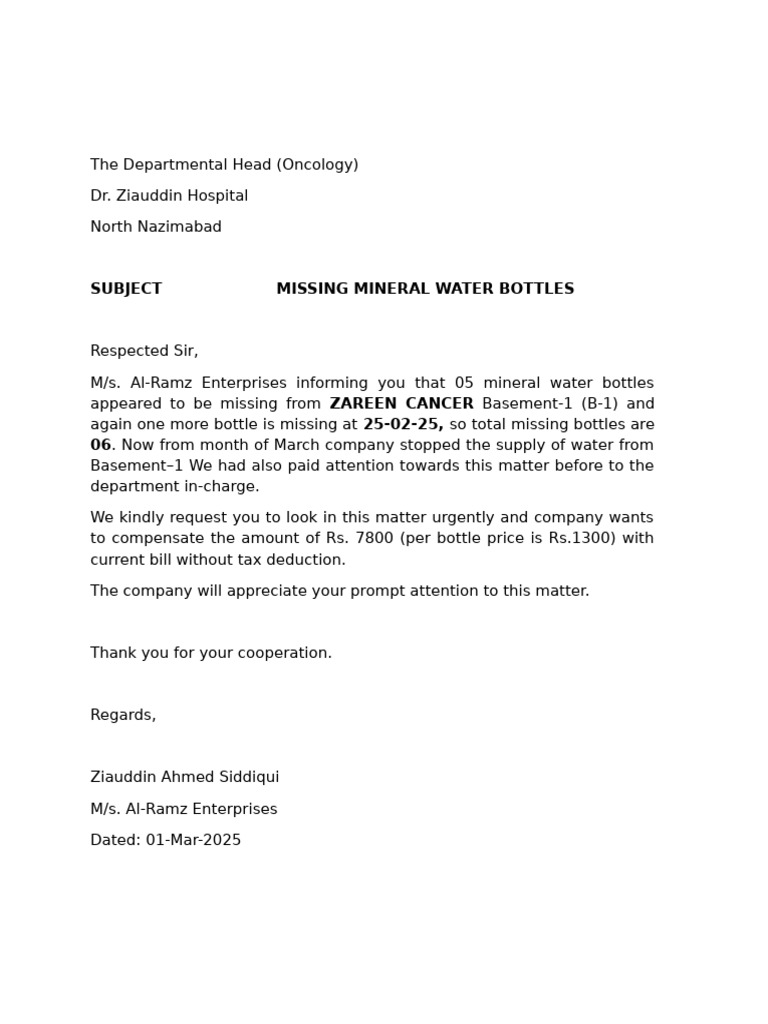 Missing Bottles | PDF