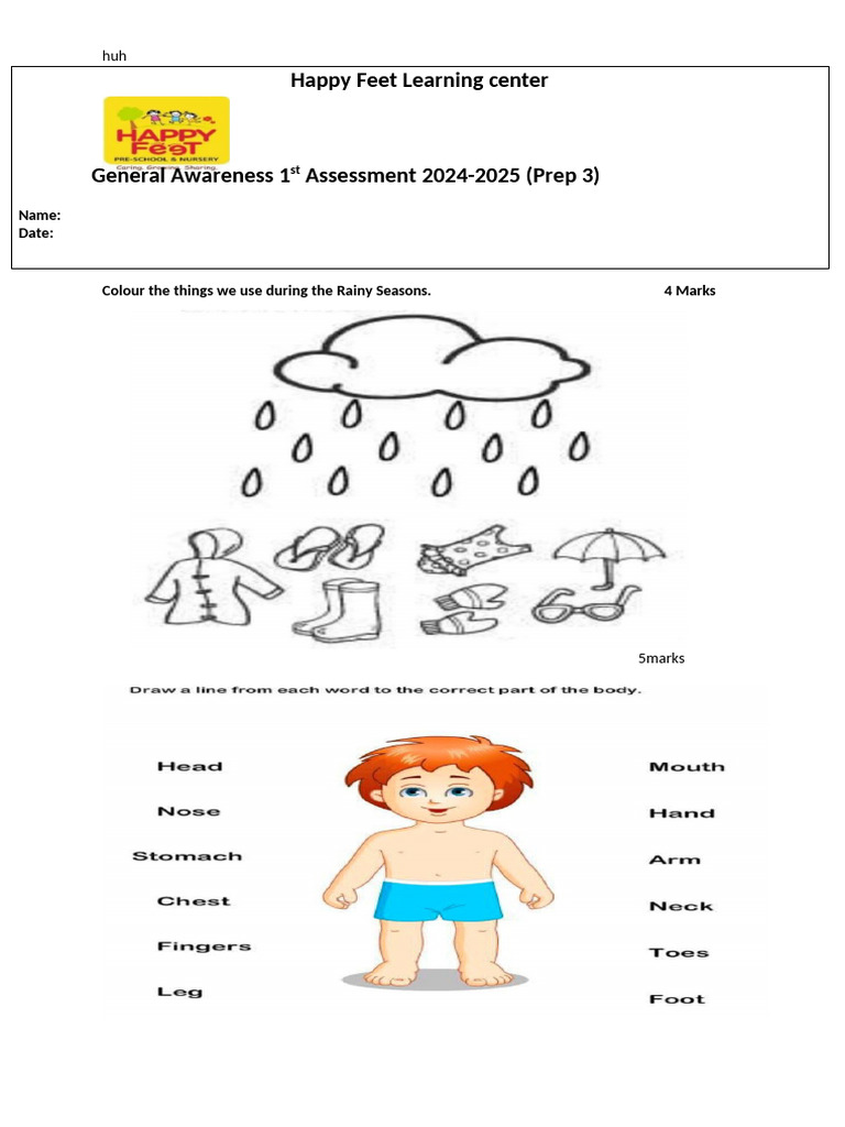 Senior KG General Awareness Exam Paper | PDF