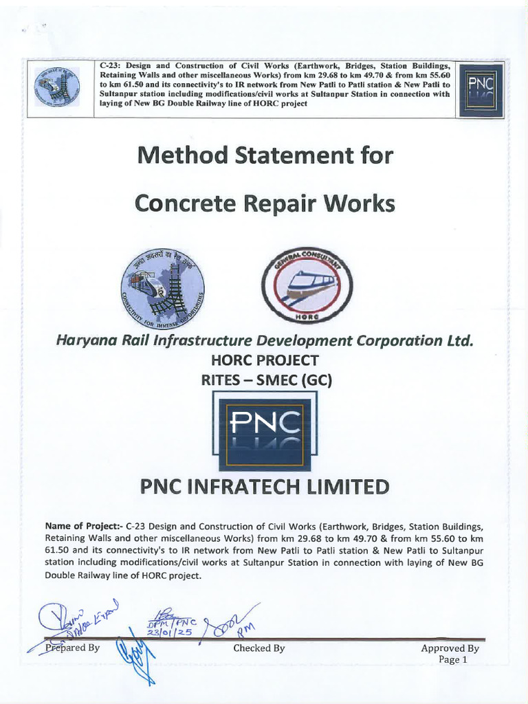 Method Statement Concrete Repair | PDF
