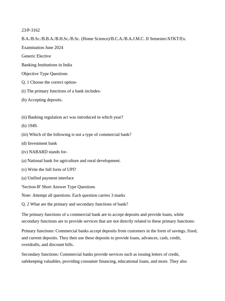 Banking Institutions in India: Key Roles & Functions | PDF | Banks ...