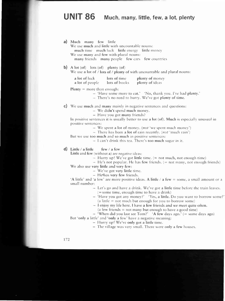 Much vs. Many, Few, Little (GR-L) | PDF | Grammar | Linguistic Morphology
