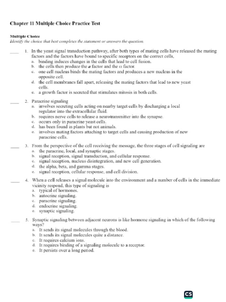 Cell Signaling Qns And Ans Pdf
