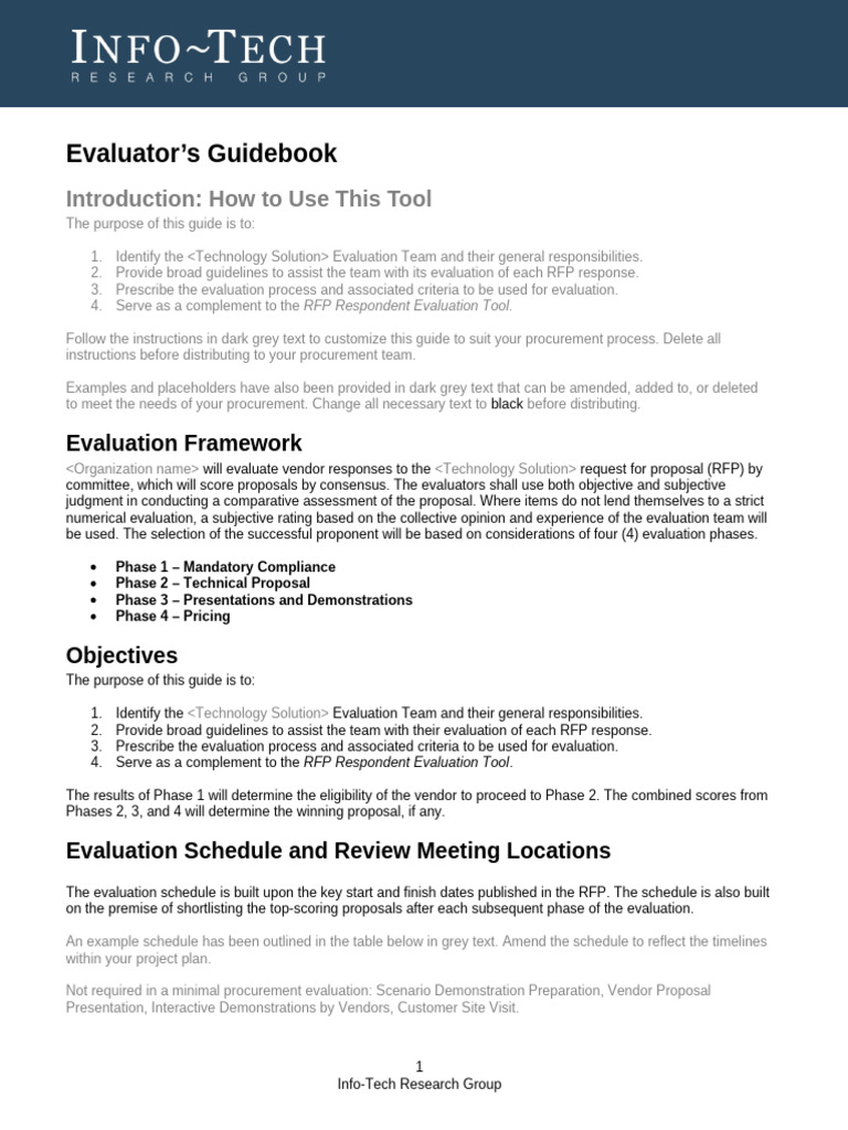 It RFP Evaluation Guidebook | PDF | Evaluation | Total Cost Of Ownership